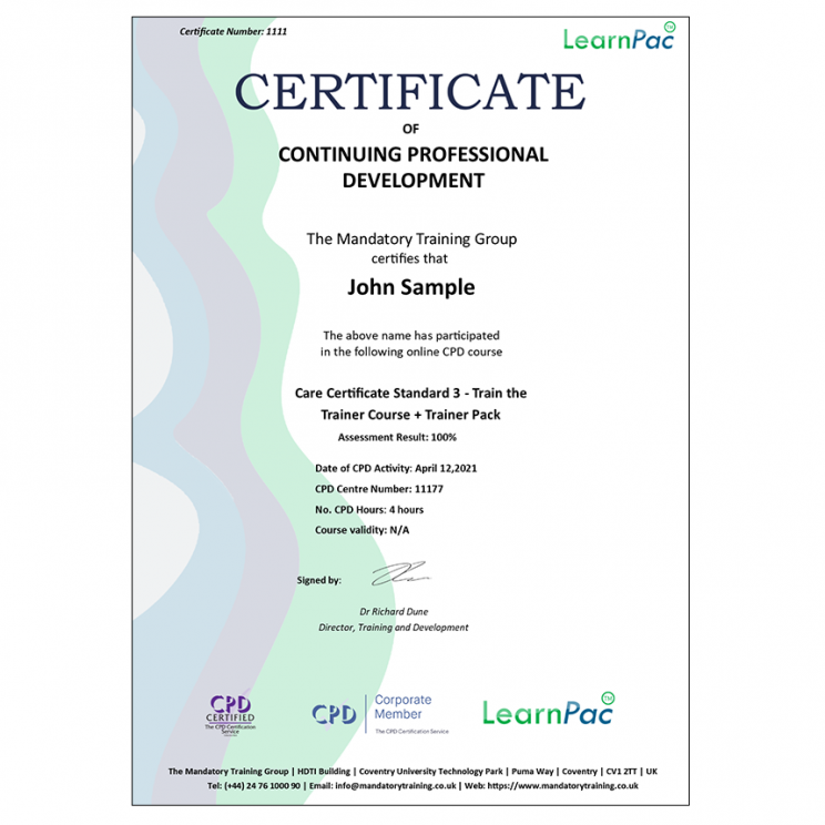 Care Certificate Standard 3 - Train the Trainer Course + Trainer Pack